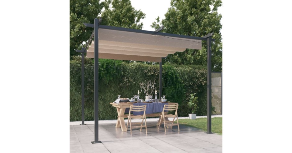 Pavilion de gradina, acoperis retractabil, gri taupe, 3x3 m | arhiva ...