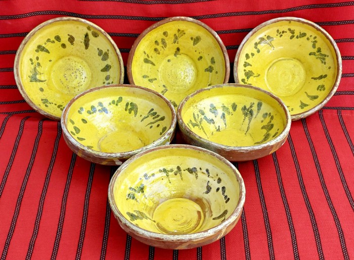 Set (1) 6 castroane de lut traditionale romanesti, ceramica pictata de ...