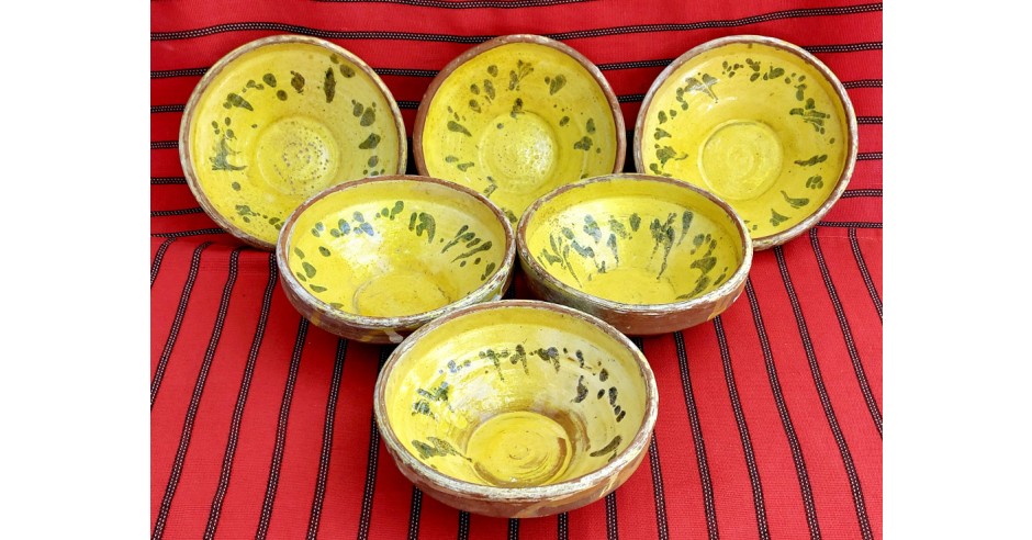Set (1) 6 castroane de lut traditionale romanesti, ceramica pictata de ...