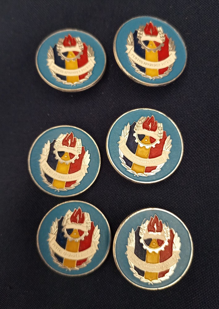 Lot de ?ase insigne PIONIERI - PENTRU APARAREA PATRIEI - aluminiu ...