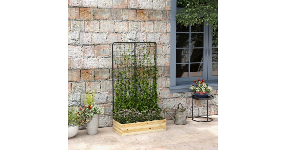 Outsunny Jardiniera tip grilaj din lemn, pentru a cultiva ierburi si ...