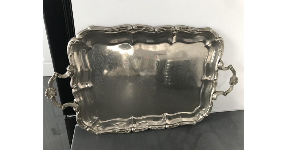 Imensa tava argintata veche,stil barok,motive florale,stare perfecta,de ...