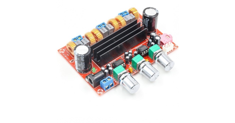 Kit modul AMPLIFICATOR AUDIO stereo 2.1 auto 2 x 50 w + 100w subwoofer ...