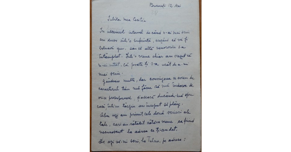 Scrisoare S. Luchian catre Cecilia Vasilescu, transcrisa olograf de ...