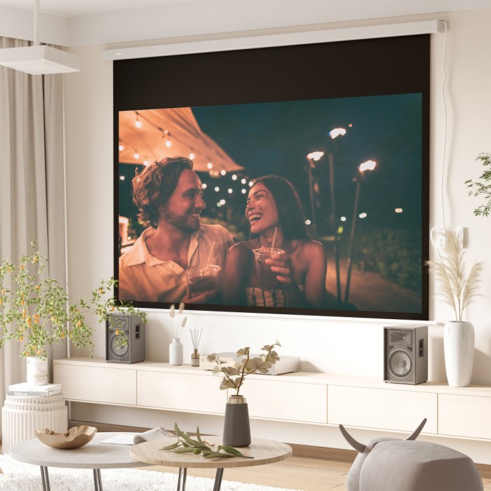 HOMCOM Ecran Proiector 100 Inch cu Montaj pe Perete sau Tavan, Ecran ...