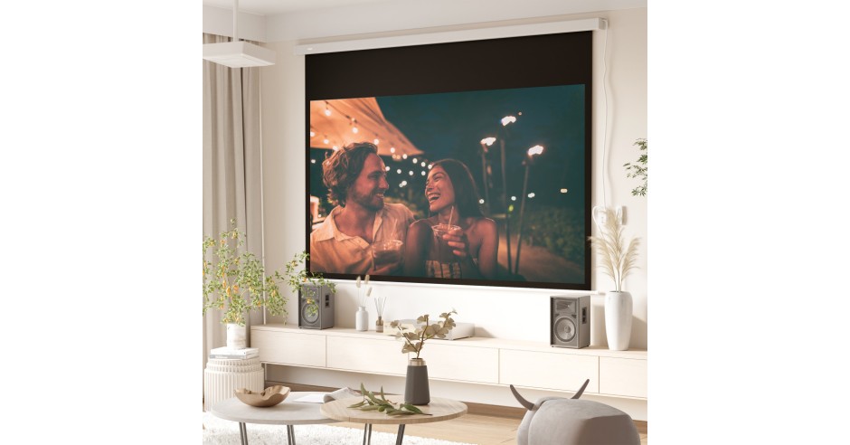 HOMCOM Ecran Proiector 100 Inch cu Montaj pe Perete sau Tavan, Ecran ...
