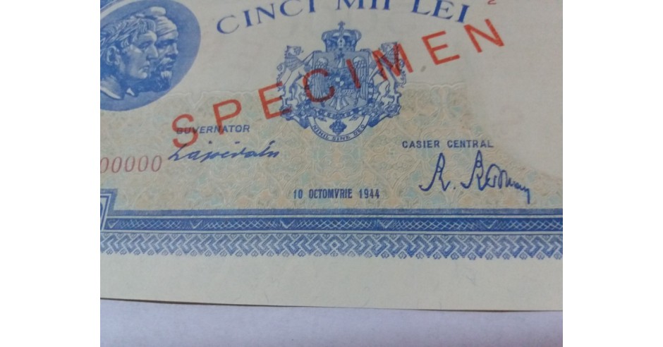 BANCNOTE ROMANESTI SPECIMEN 5000LEI 1944 MAI RARA CA 1943 | arhiva ...