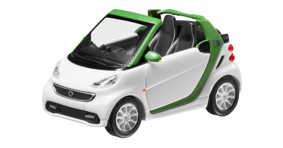Macheta Oe Smart Fortwo Decapotabil Electric Alb / Verde 1:87 B66960178 ...