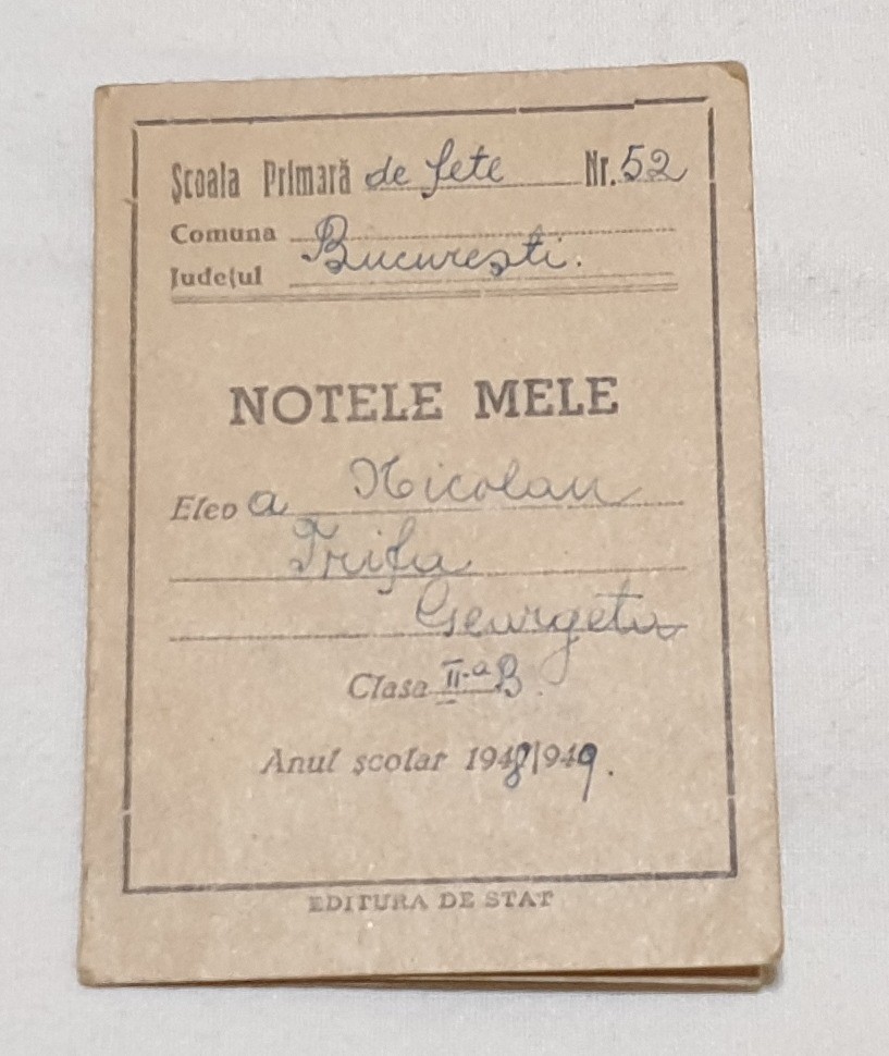 Scoala primara de fete nr 52 Bucuresti - CARNET DE NOTE an scolar 1948 ...