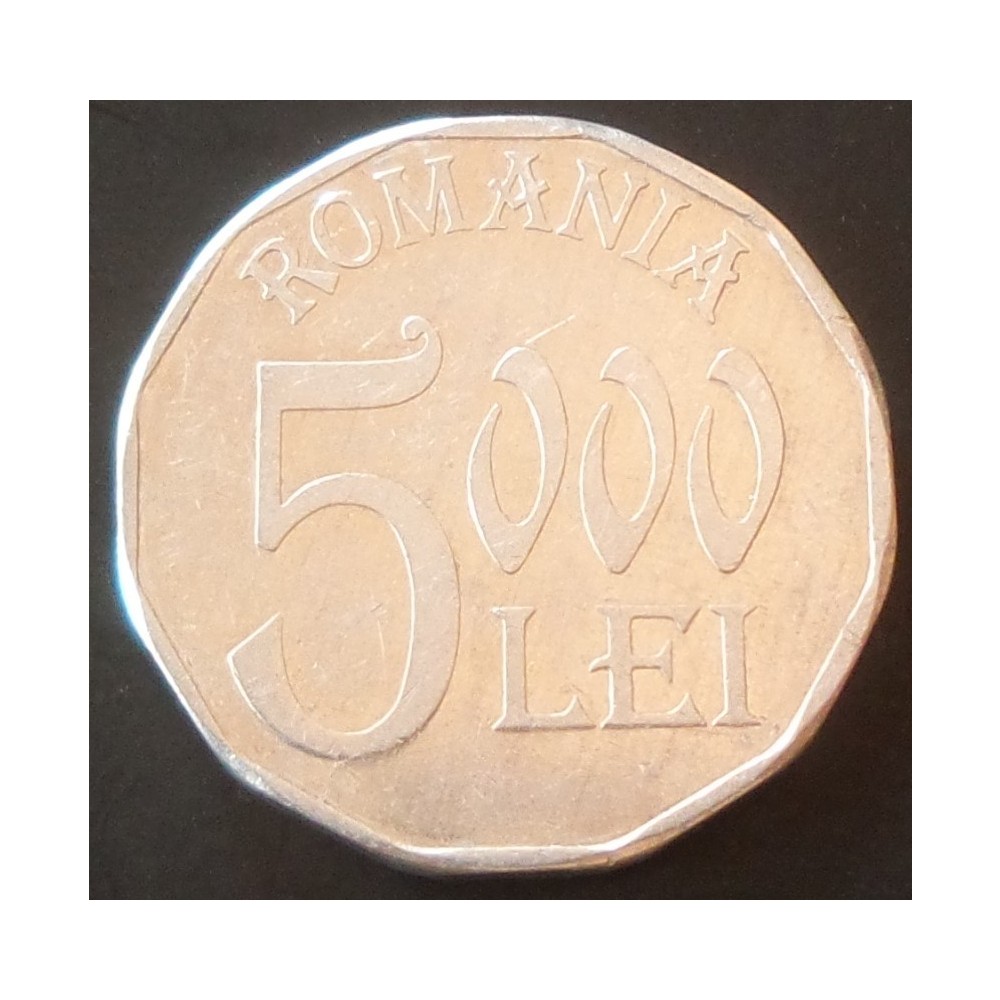 Moneda 5000 LEI - ROMANIA, anul 2001 *cod 3280 - circulata / aluminiu ...