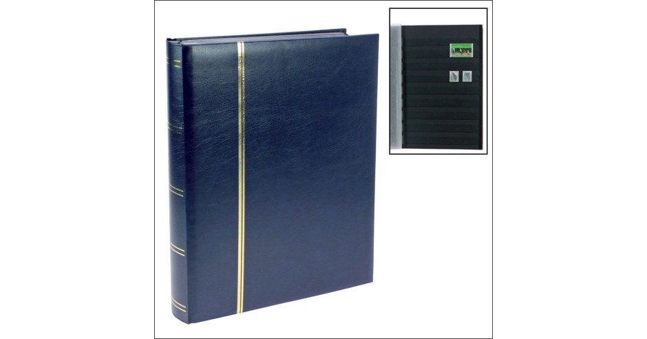 Clasor timbre A4 cu 32 file 64 pagini negre - Albastru | arhiva Okazii.ro