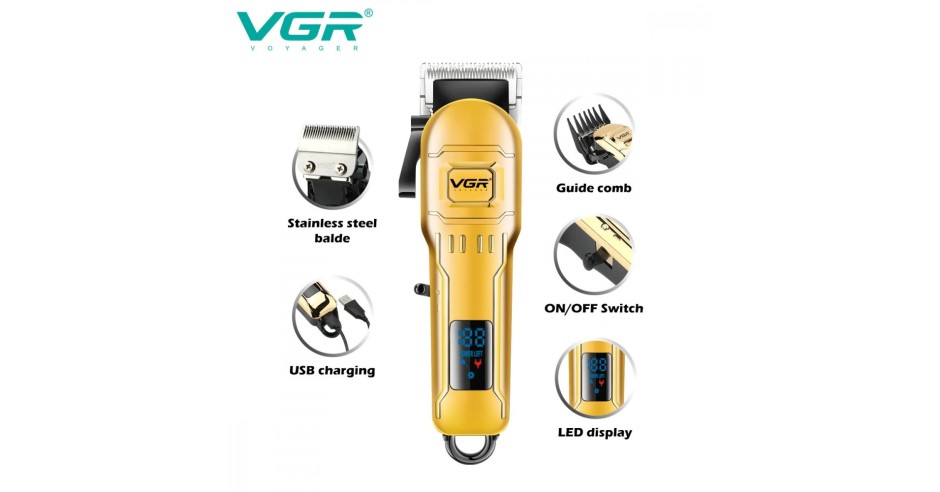 Masina de tuns profesionala VGR V-268 cu afisaj LCD si incarcare prin USB | Okazii.ro