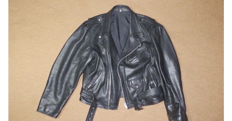 Geaca barbati, piele naturala, neagra, model Moto/Rock/Rocker/Vintage ...