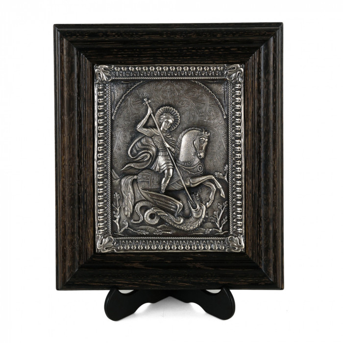 Icoane argintate, Icoana Sf. Gheorghe, dim 25cm x 29cm, cod B-02 ...