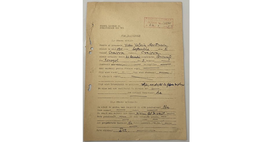 Victor Valeriu Martinescu - document vechi - manuscris, semnatura ...