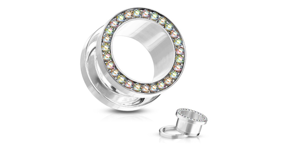 Tunel pentru urechi, din oțel inoxidabil - contur zirconii, reflexe ...