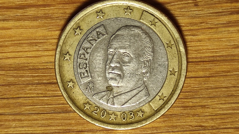 Spania - moneda de colectie bimetal - 1 euro 2003 - Prima harta a ...