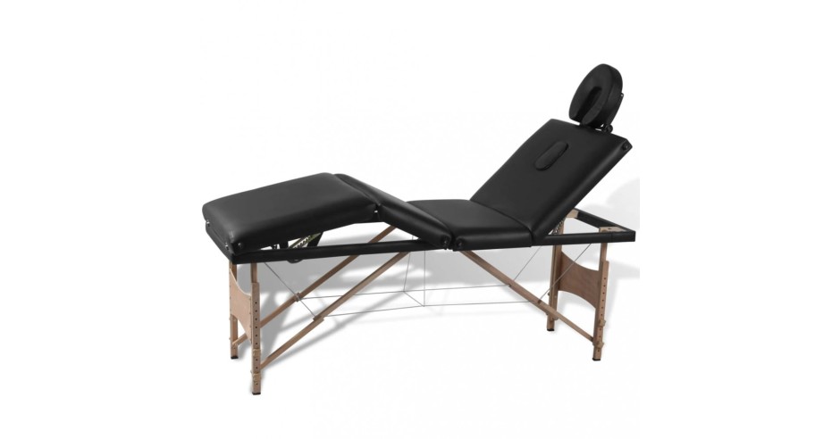 Masa de masaj pliabila 4 par?i cu cadru din lemn Negru | arhiva Okazii.ro