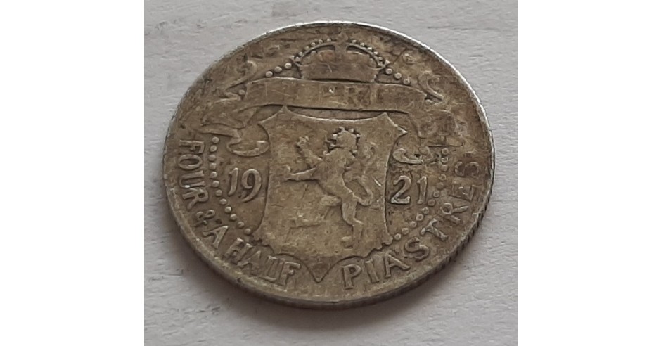 126. Moneda Cipru 4? Piastres (crowned shield with lion rampant) 1921 ...