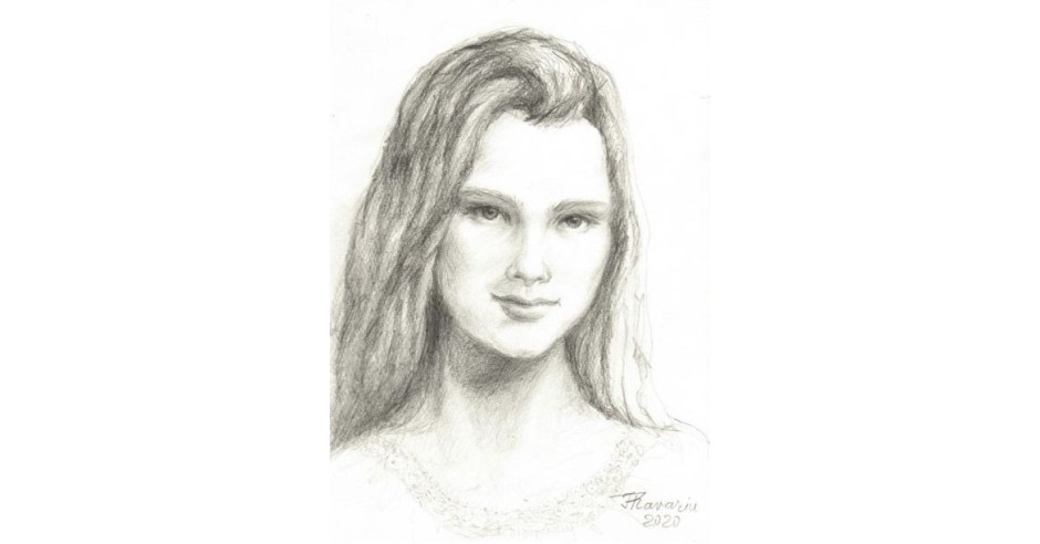 G15. Grafica in creion, Portret fata tanara, hartie A4, Tinerete, Arta ...