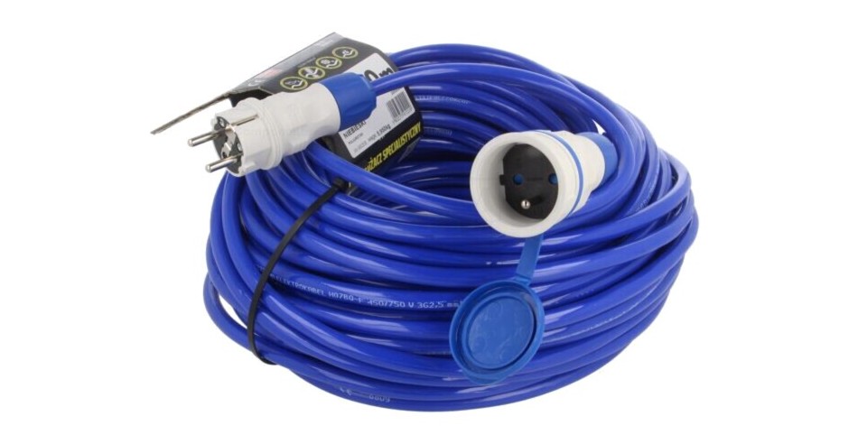 Prelungitor alimentare KEL 3x2,5mm2 40m 16A PUR albastru cu 1 priză ...
