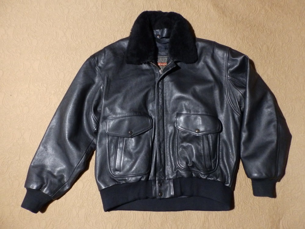 CHEVIGNON Geaca barbati Pilot/Aviator/Piele naturala de vitel/Neagra ...