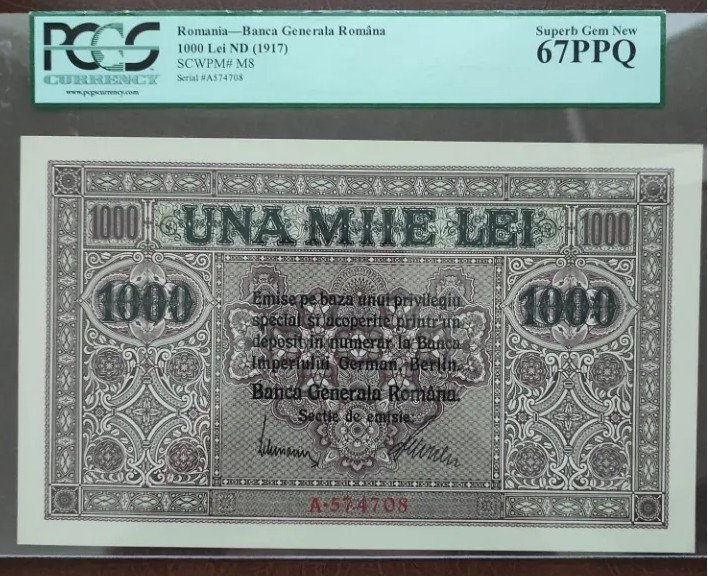 Bancnote Romania - 1000 lei 1917 - BGR -CERTIFICATA -starea excelenta ...