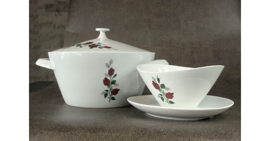 Set vintage portelan Mitterteich salatiera sau supiera cu capac plus ...