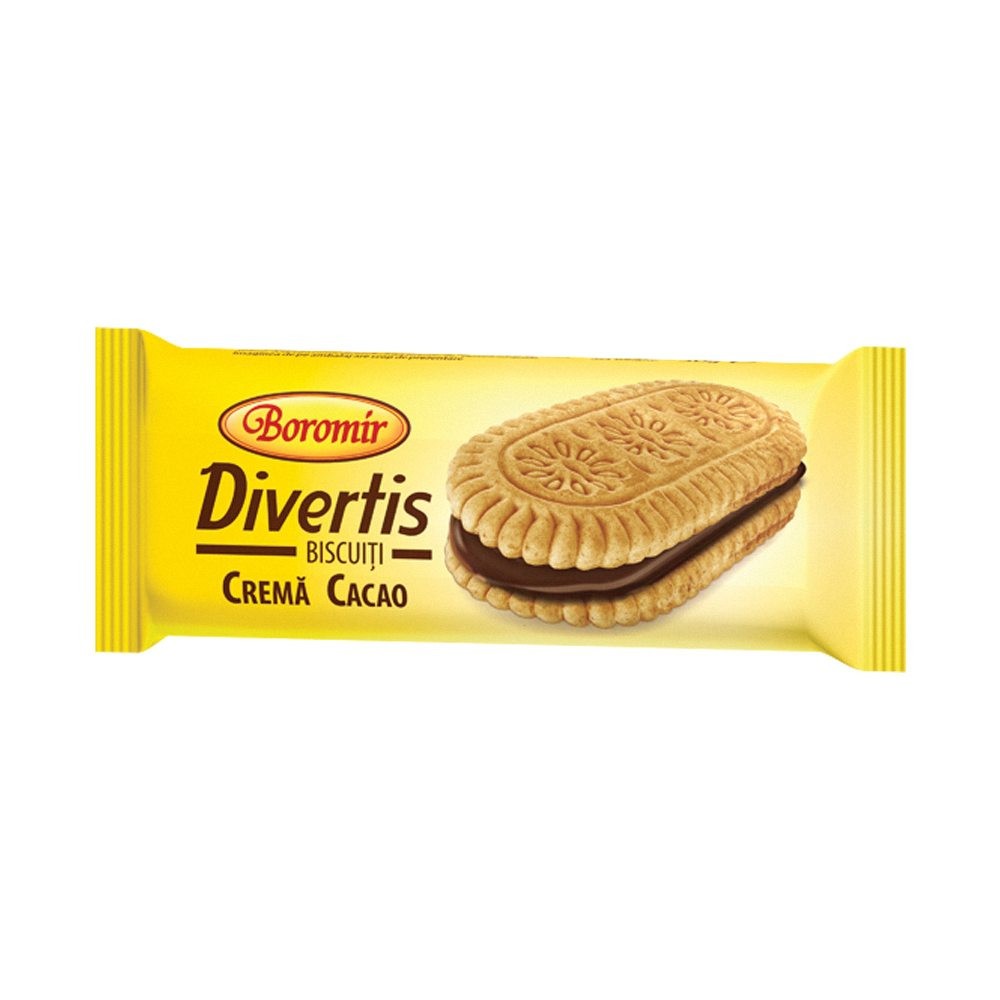Bax 24 Biscuiti Divertis Boromir, 30 g, cu Crema de Cacao, Biscuiti ...