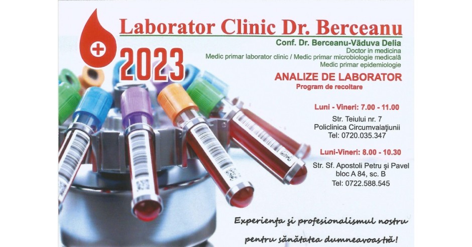 Romania, Laborator Clinic Dr. Berceanu, 2023, calendar de buzunar ...