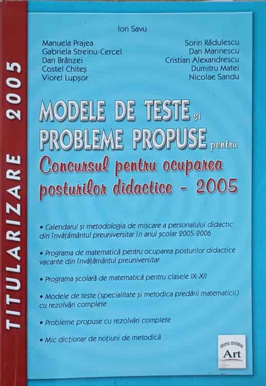 MODELE DE TESTE SI PROBLEME PROPUSE PENTRU CONCURSUL PENTRU OCUPAREA ...