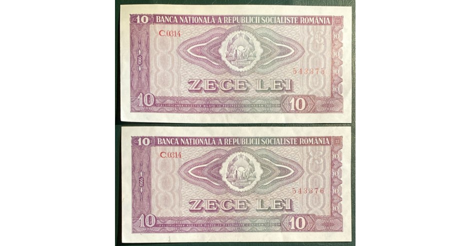 BANCNOTE ROMANIA 1O LEI 1966 SET X DOUA CONSECUTIVE, POZE | arhiva ...