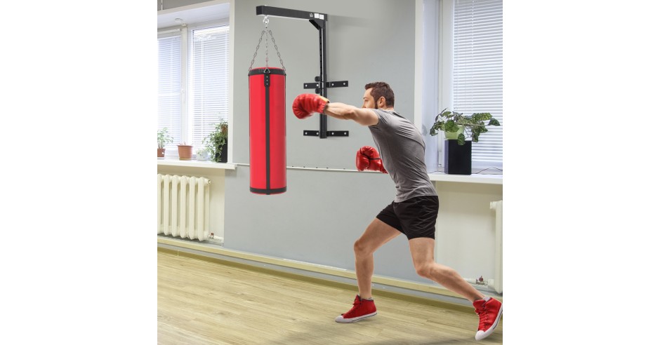 HOMCOM Cadru Suport pentru Sac de Box Fixare pe Perete pentru Sala de ...