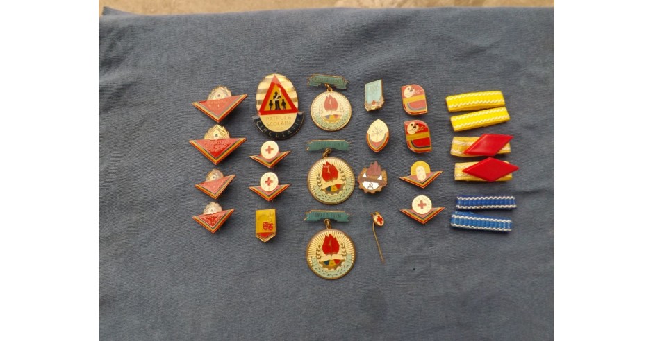 Insigne si trese pentru pionieri,perioada comunista. | arhiva Okazii.ro