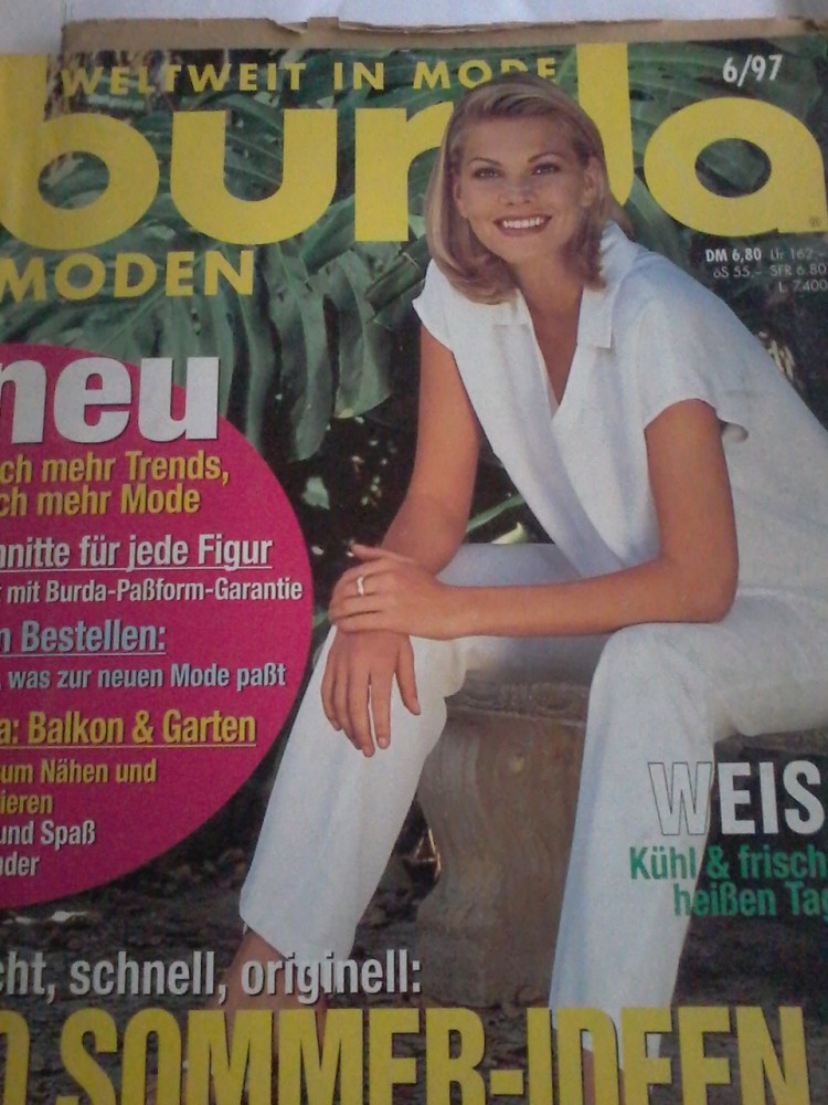 Revista Burda Mode nr.6/1997 in lb. germana cu tipare +insert in lb. romana | arhiva Okazii.ro