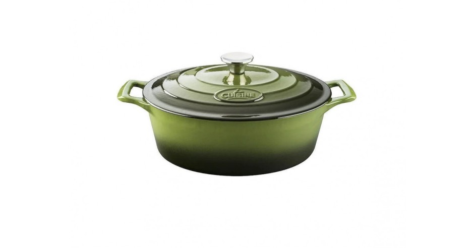 Cratita fonta emailata cu capac ovala 29cm Green Handy KitchenServ ... Cratita fonta emailata cu capac ovala 29cm Green Handy KitchenServ ...