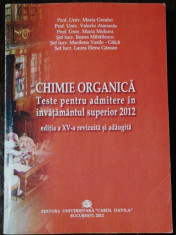 CHIMIE ORGANICA- TESTE PENTRU ADMITERE IN INVATAMANTUL SUPERIOR 2012 ...
