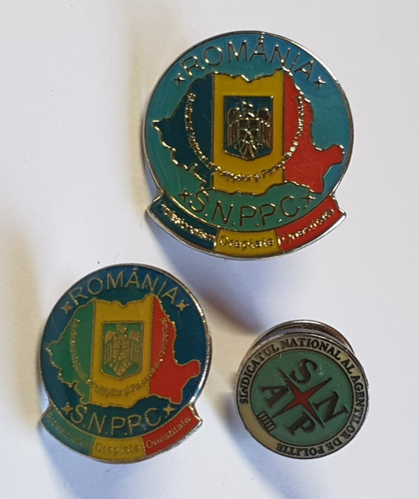 Insigna Lot x 3 bucati SNPPC -SINDICATUL NATIONAL al POLITISTILOR ...