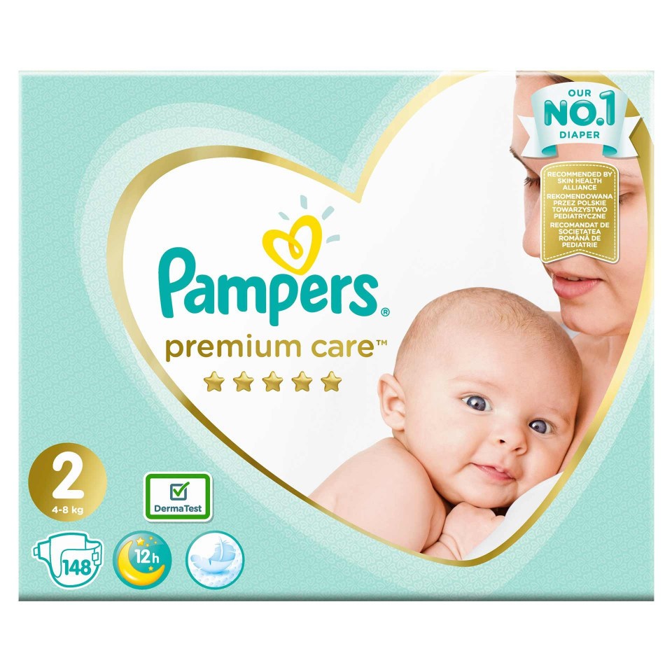 Scutece Pampers Premium Care, Nr. 2, New Baby, 4-8 kg, Mega Box 148 buc ...
