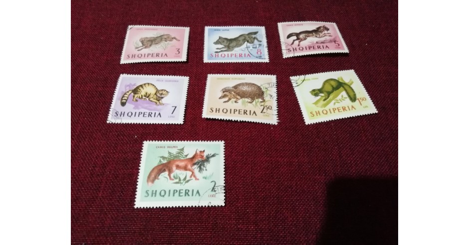LOT TIMBRE STAMPILATE ALBANIA SERIE SCURTA 1964 ANIMALE, Stampilat ...