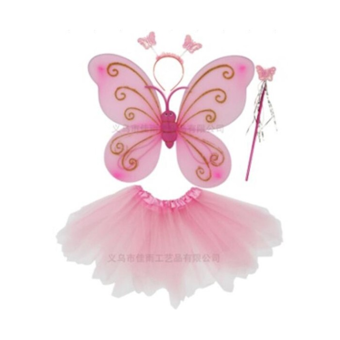 Set Aripi de Fluture roz cu fustita, cerc si bagheta | Okazii.ro