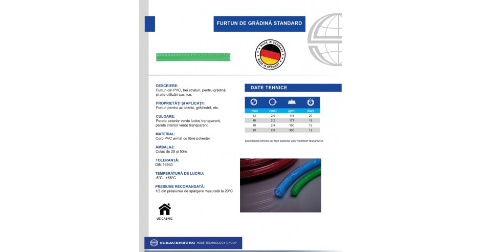 Furtun din PVC, trei straturi, pentru gradina,Made In Germany,25mm,rola ...