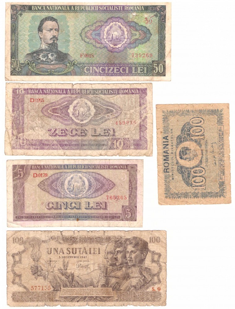 100 lei 1945, 100 lei 1947, 5 lei 1966, 10 lei 1966, 50 lei 1966 | arhiva Okazii.ro