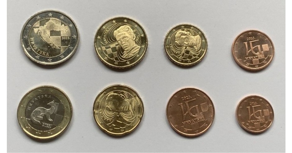 Set 8 Monede Euro CROATIA 2023 (1c-2e) UNC - Colectie Completa! Editie ...