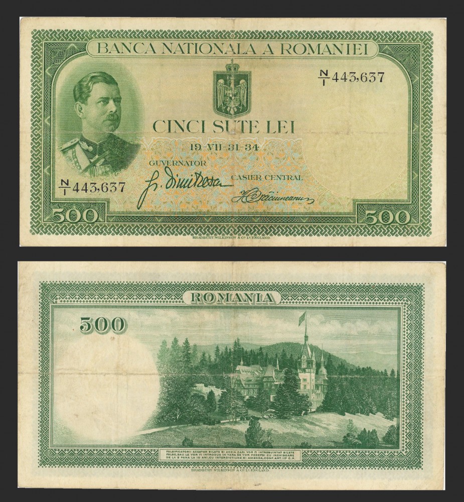 Bancnote Romania, bani vechi - 500 lei 1934 -Carol II | arhiva Okazii.ro