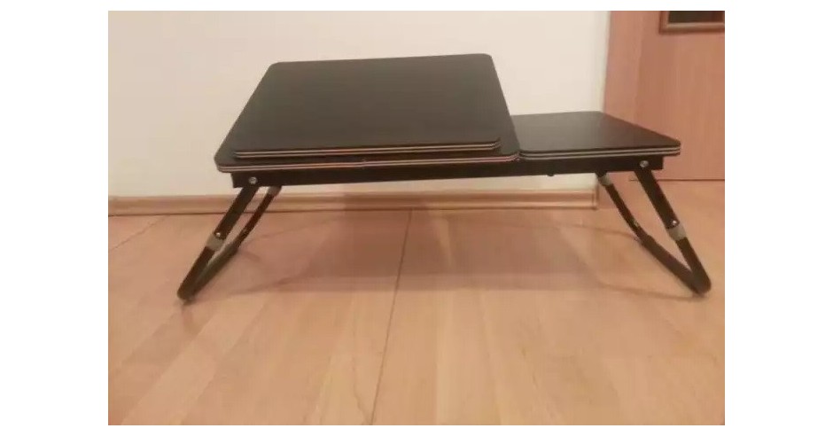 Masuta lemn neagra ,plianta, pt laptop ,mic dejun,excursii ,cu ...