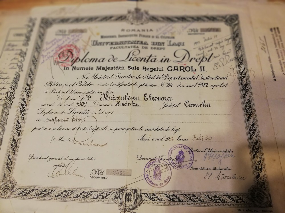 Diploma de Licenta in Drept - 1932 - Universitatea din iasi | arhiva ...