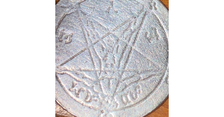 PANDANTIV VECHI EZOTERIC CU LANT DE ARGINT/SIMBOL OCULT,PENTAGRAMA ...