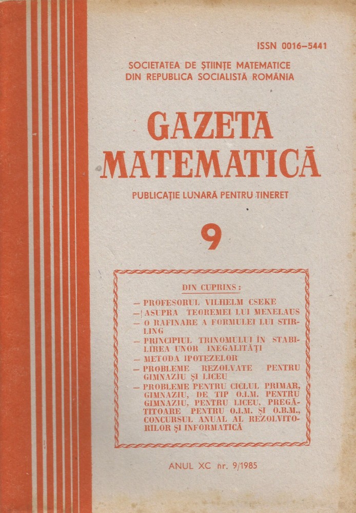 România, Gazeta Matematica, nr. 9/1985 | Okazii.ro
