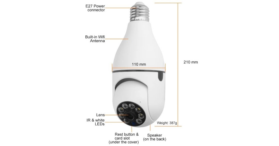 Camera de Securitate Panoramica 360° tip bec, 2K HD, Wireless IP ...